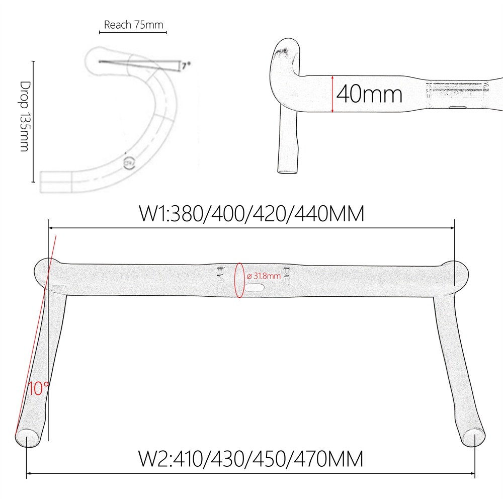 KOCEVLO Road Bike Handlebar Carbon Fiber ultralight Gravel bicycle ...