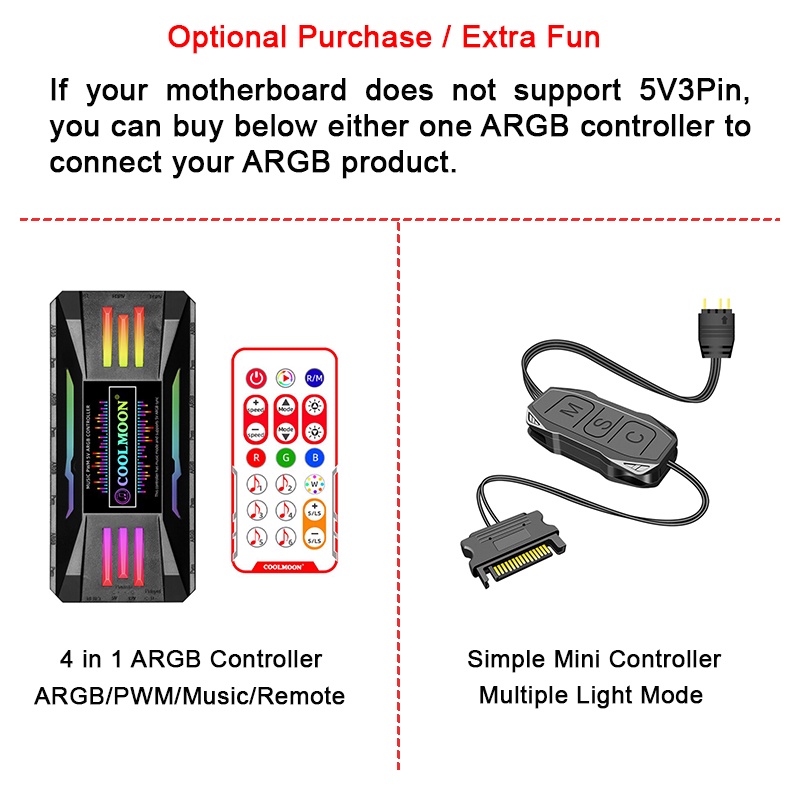 Coolmoon ARGB Graphic Card Horizontal Adjustable Support 5V3P ARGB ...