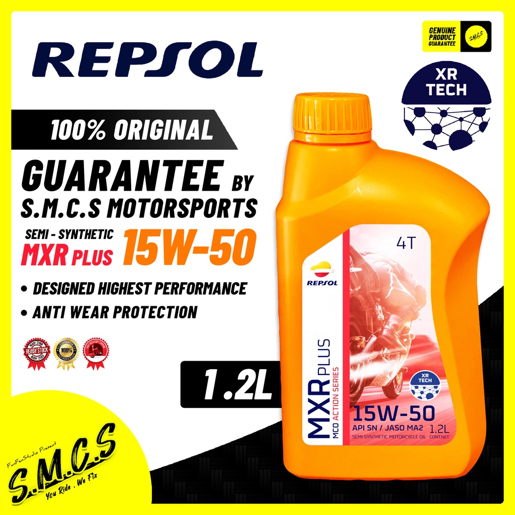 REPSOL 4T 15W50 MXR PLUS 1.2L [NEW] XR Tech SEMI SYNTHETIC 100%ORIGINAL ...
