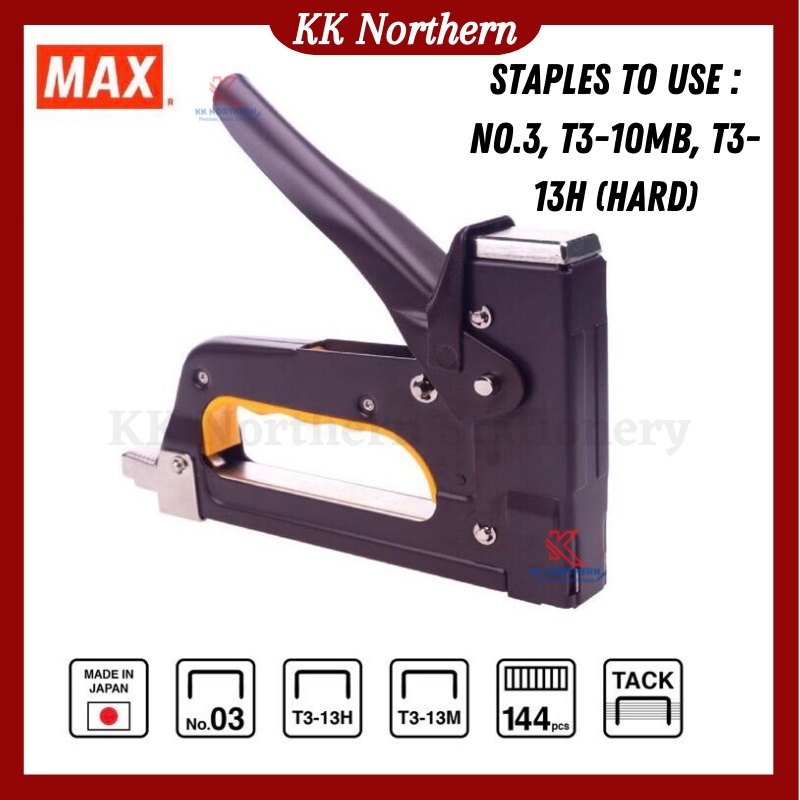 MAX Gun Tacker Black Steel Stapler Gun Heavy Duty Big Hand Stapler Nail ...