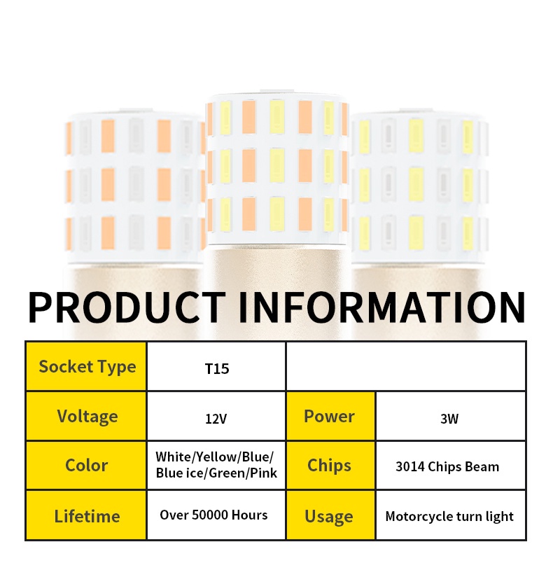 ((2PCS) T15 Motorcycle Signal Light W16W Parking Reversing Two-Color ...