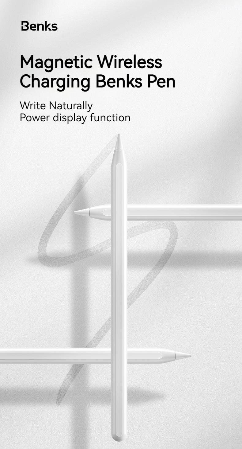 [Benks Official] Benks Magnetic Wireless Charging Pen Tilt Pressure Palm Rejection Writing ...