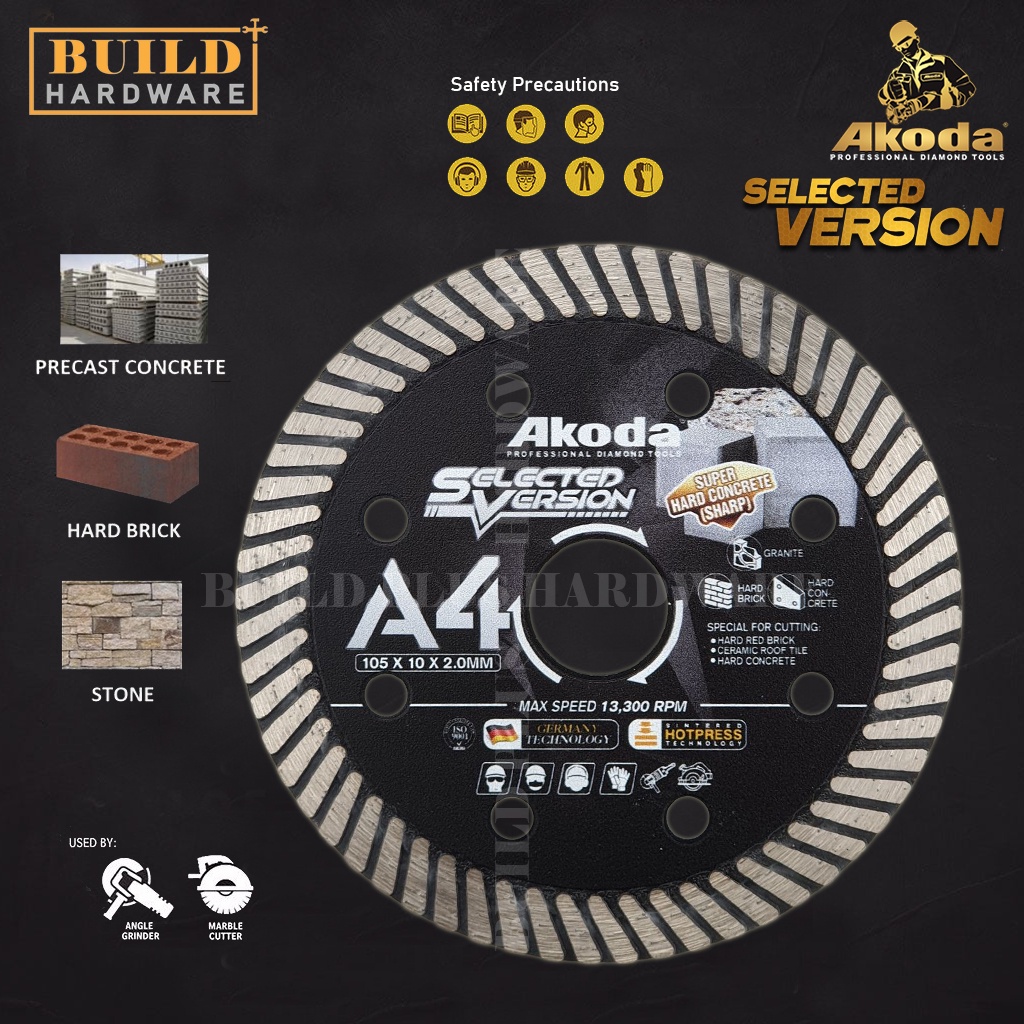 AKODA Diamond Blades A4 AS04-T105B Heavy Duty Diamond Cutting 4" 钻石割片 ...