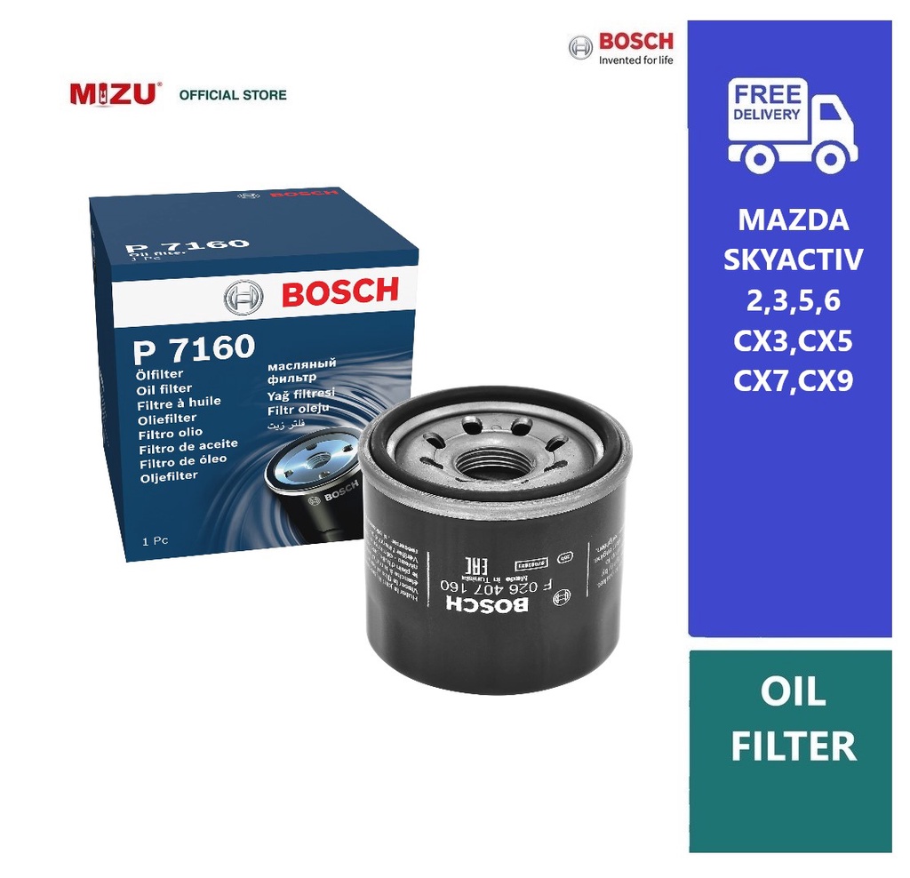 MIZU BOSCH MAZDA SKYACTIV OIL FILTER MAZDA 2 / 3 / 6 / 323 / CX-3 / CX ...