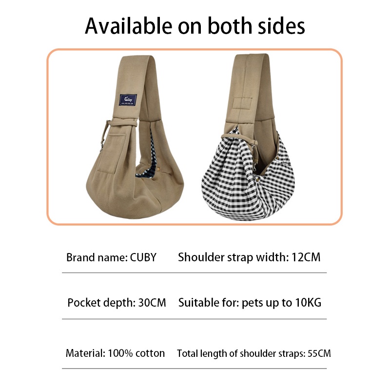 CUBY Dog and Cat Sling Carrier – Hands Free Reversible Pet Papoose Bag ...