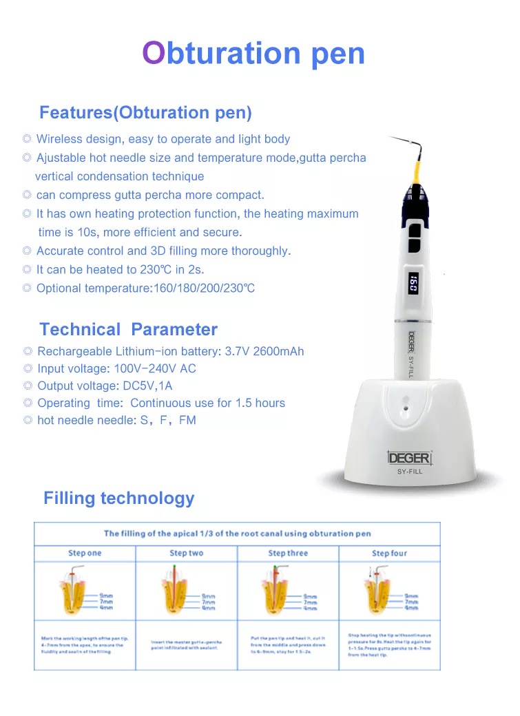 NICEDEN Dental Endo Obturation System Gun Heated Pen Percha Gutta Tips ...
