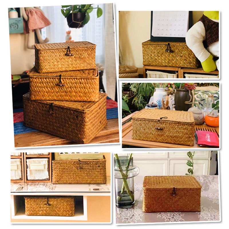 Rotan Hadiah bakul hantaran Handmade straw folding storage basket ...