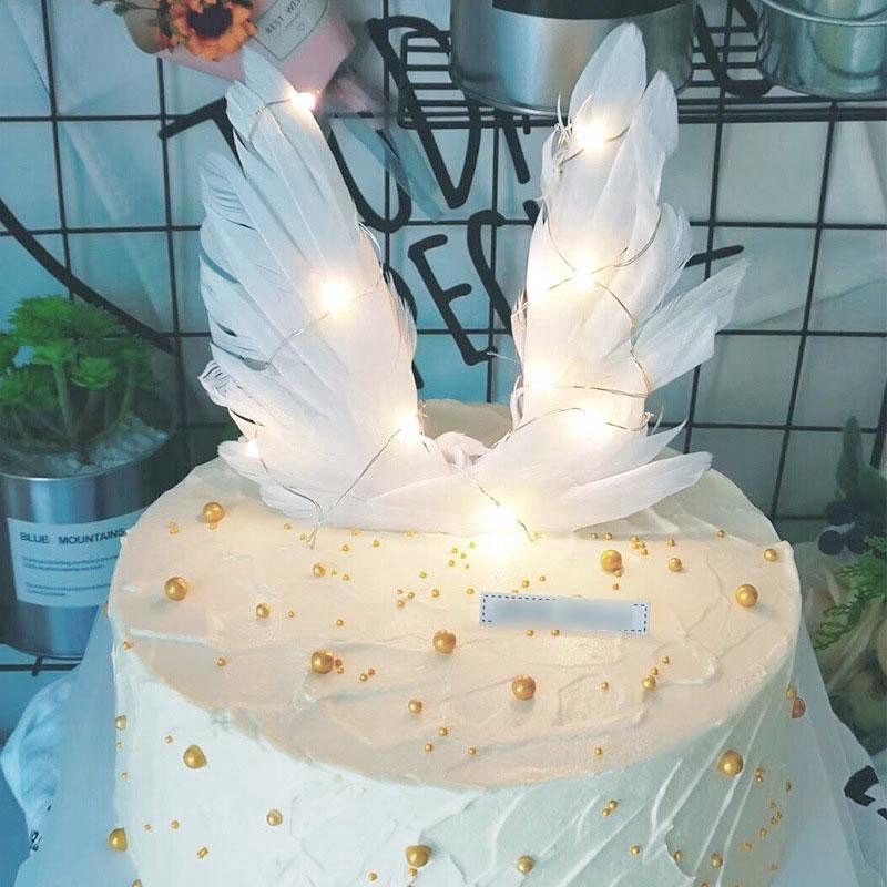FY Angel Wings Feather Cake Decoration Topper Cake Stand Bulu Angsar ...