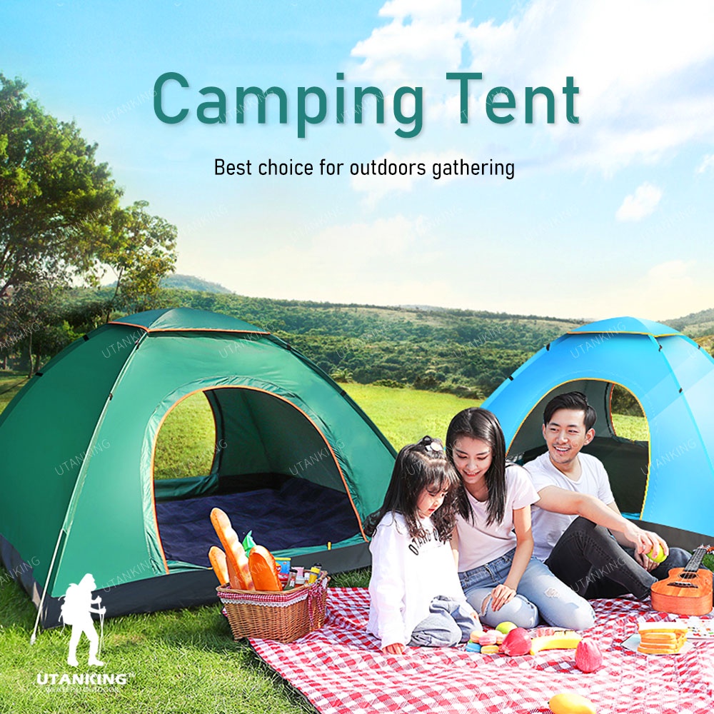 UtanKing™ Camping Tent Pop Up Tent Hiking Shelter UV 1 or 2 Door ...