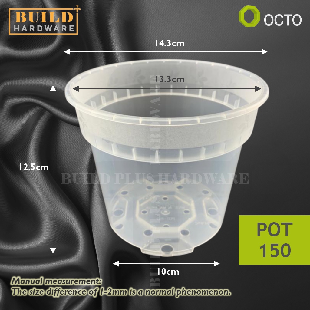 OCTO Plastic Plant Flower Pot Transparent 120/150/170/220 Saucer Hanger ...