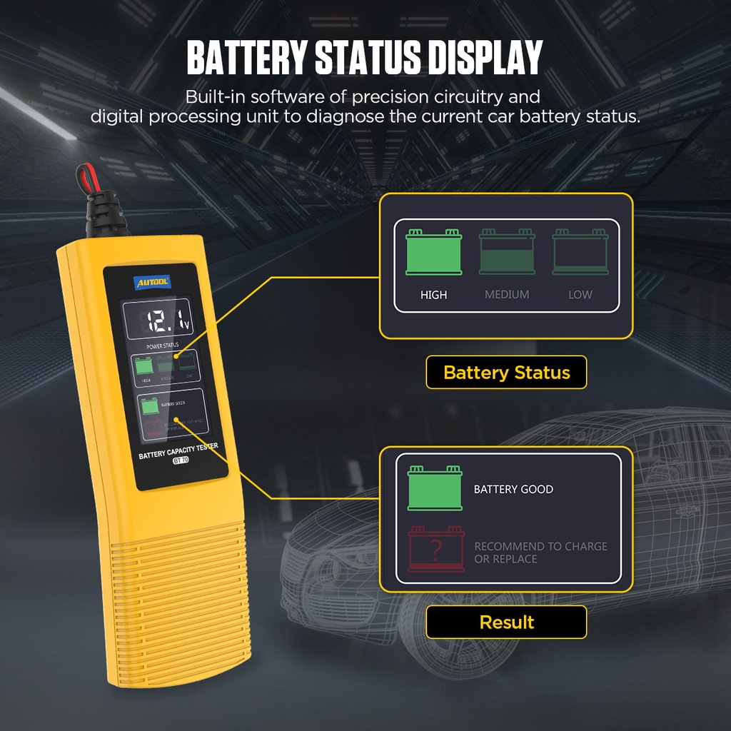 AUTOOL BT70 12V Auto Battery Monitor Voltage Detector 12V Battery ...