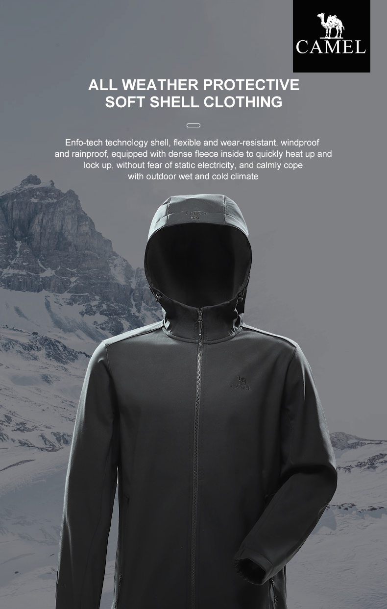 CAMEL outdoor assault soft shell men's and women's fleece waterproof ...