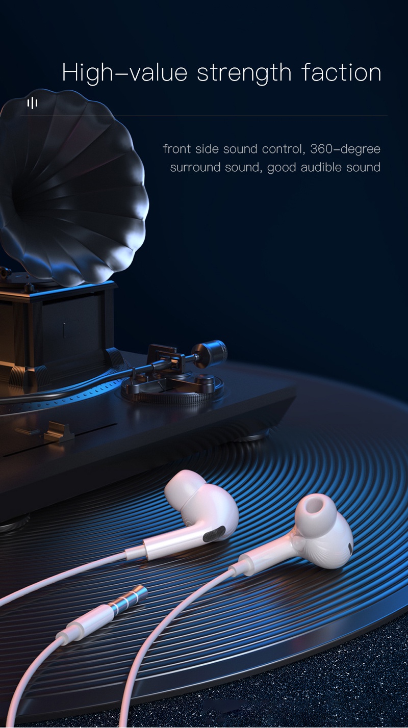 KUULAA New Third Generation Wired Headset In ear Flat Wire Earplugs ...