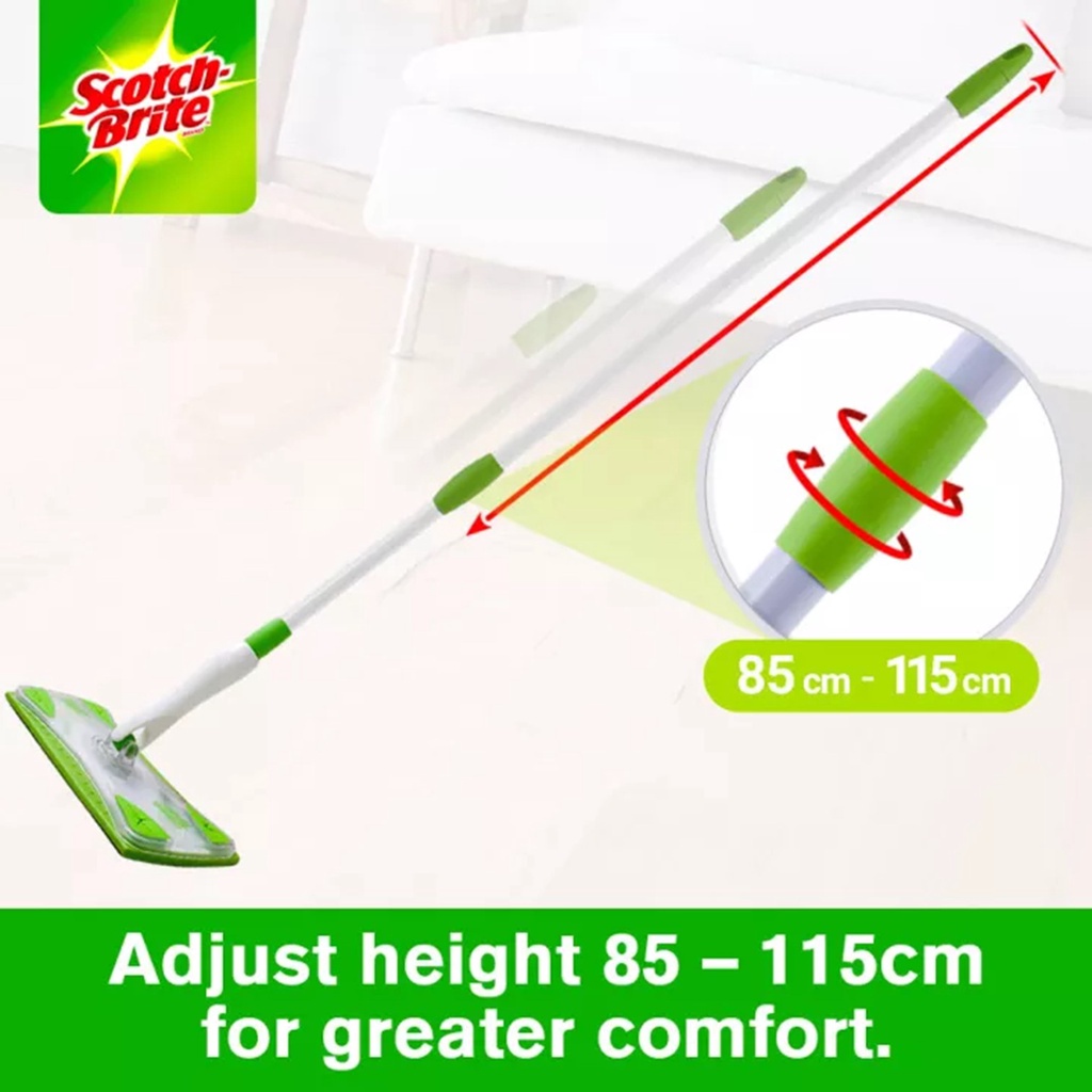 3M Scotch Brite Easy Sweeper Flat Mop + 5 Disposable Sheet ...