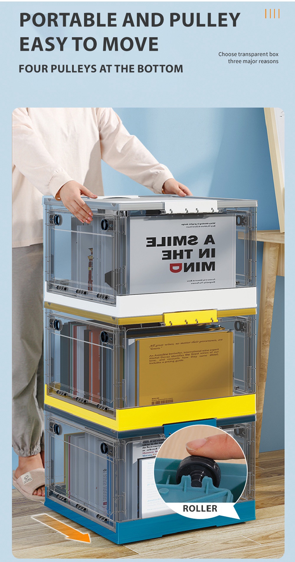 SO024 Collapsible Transparent Plastic Storage Box Front Open Door ...