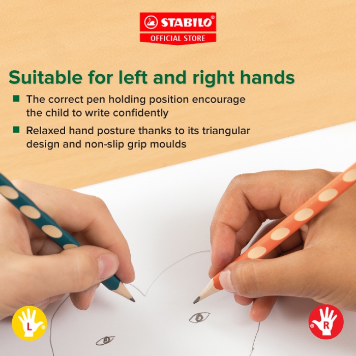 STABILO EASYgraph 2B/HB for Left/Kiri Right Handed Pencil Writing ...