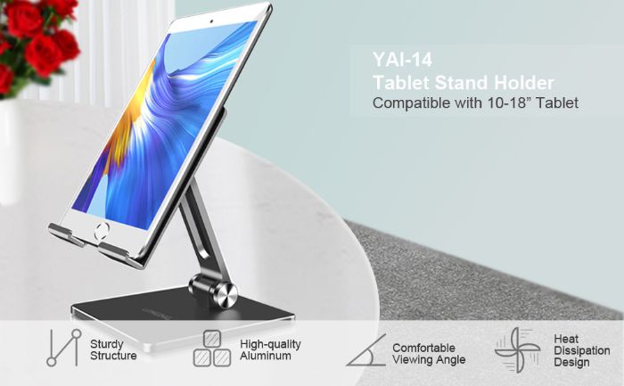 Basegard Foldable Dual Axis Aluminium Tablet Stand, Height and Angle ...