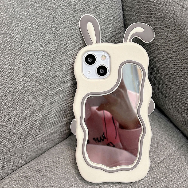 Cute 3D Rabbit Mirror Case Vivo V23 V23E 5G V21 4G 5G V20 Pro Y19 Y91C Y91i V11 Pro Y11 Y12 Y13 ...