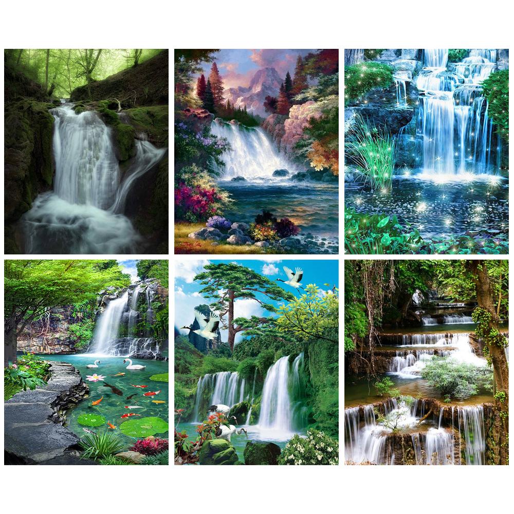 RUOPOTY 60x75cm/50x65cm/40x50cm Frame Painting By Numbers Waterfall ...