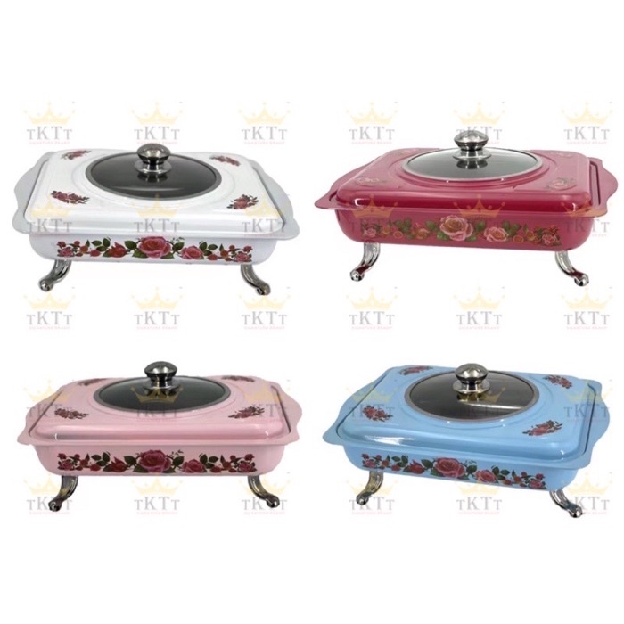 TKTT 35x27 Curve Cut Colourful Stainless Steel Embossed Buffet Food Pan ...
