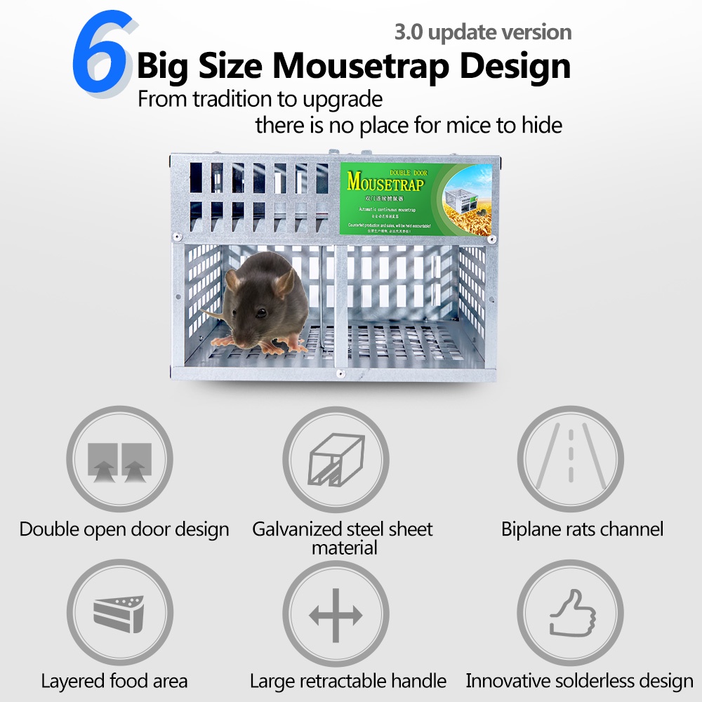 2024 Perangkap Tikus Besi Sensitive &Reusable Multi Catch Mouse Trap ...