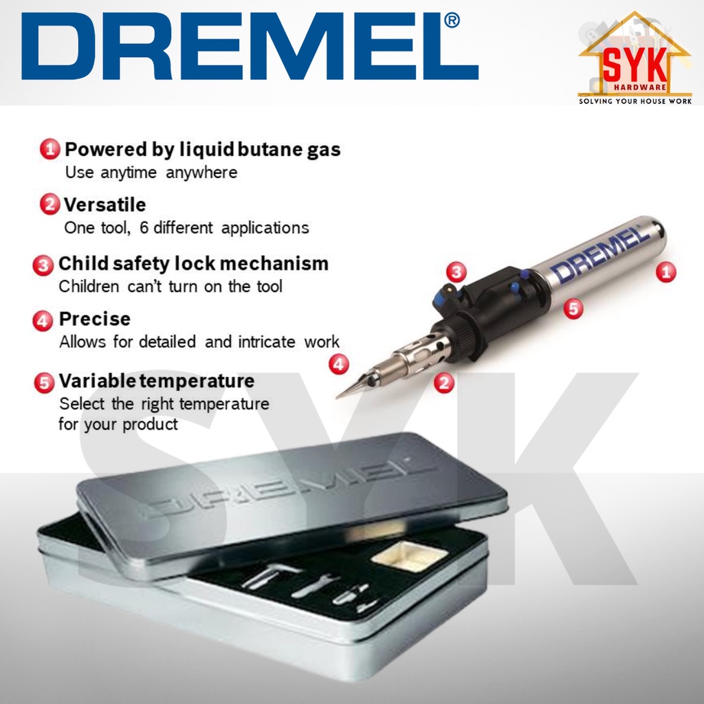 SYK Dremel VERSATIP 2000-6 6 In 1 Gas Torch Cordless Multifunctional ...
