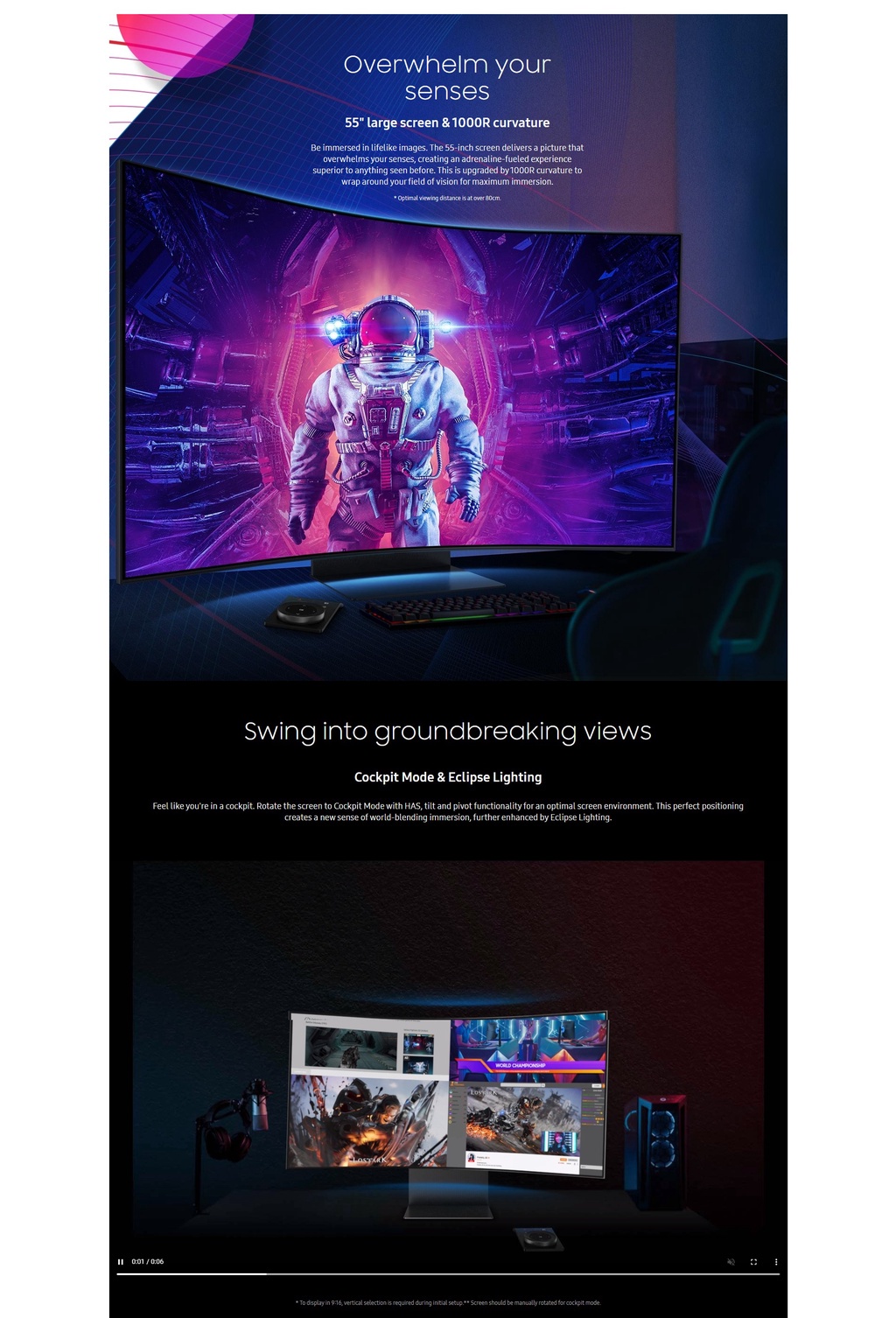 Samsung Odyssey Ark 2 G97 LS55BG970NEXXS & G97NC LS55CG970NEXXS Gaming ...