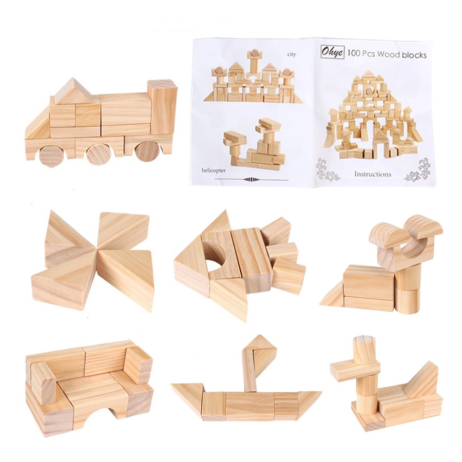 Baby Big Wooden Block No Colour Paint Large Particle Building Block ...