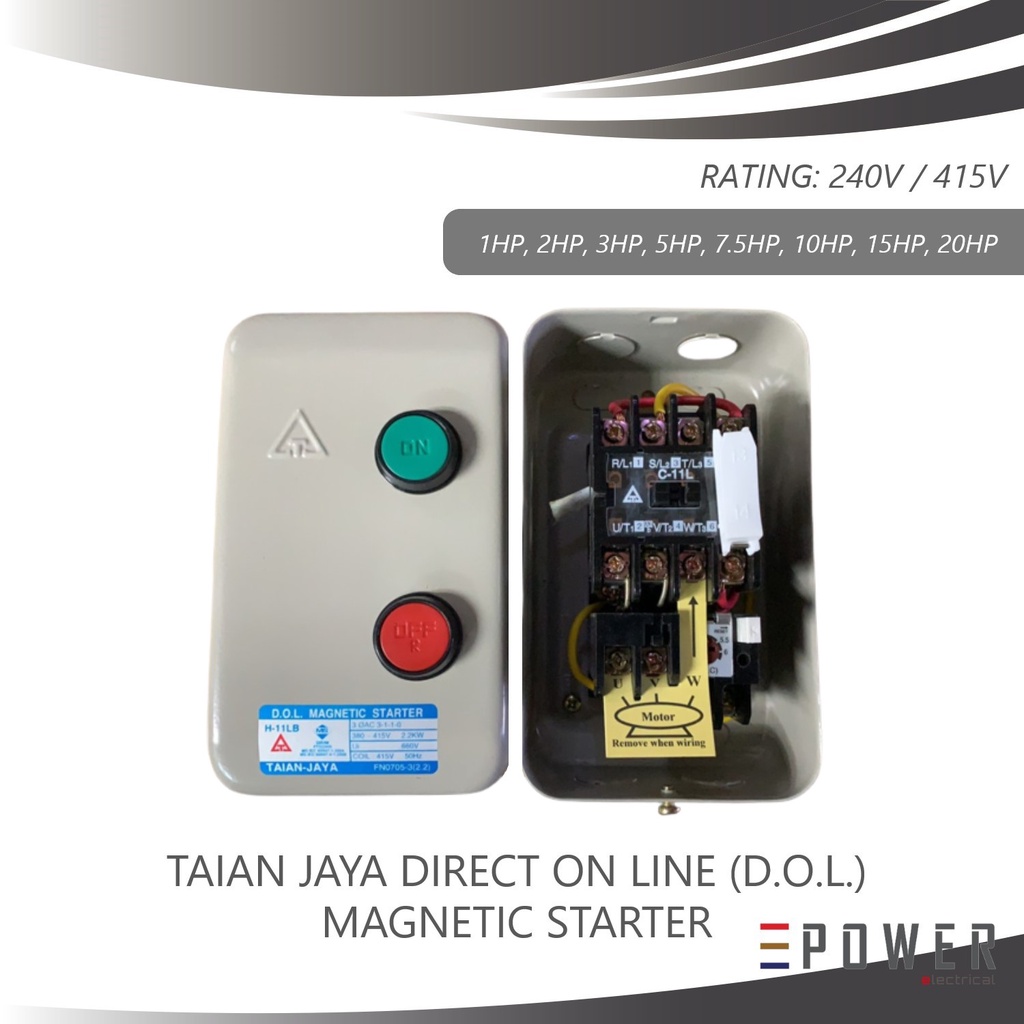 TAIAN-JAYA DOL MAGNETIC STARTER 1HP 2HP 3HP 5HP 7.5HP AC 240V 415V ...