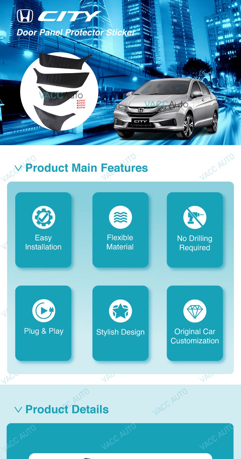 Honda City GM6 T9A 6th Door Panel Protector Sticker Carbon Style City ...