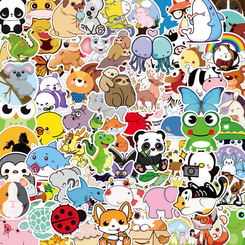50/60pcs Cute Cartoon Animals Die Cut Deco Stickers Pack Waterproof DIY ...