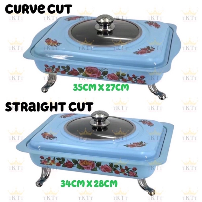 TKTT 35x27 Curve Cut Colourful Stainless Steel Embossed Buffet Food Pan ...