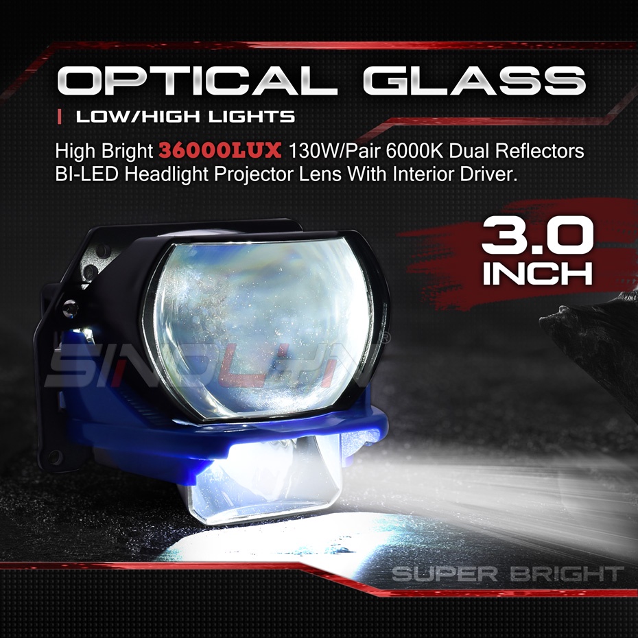 3.0 Inch 36000LM Bi-LED Projector Lens 130W Headlight Hella 3R G5 Dual ...