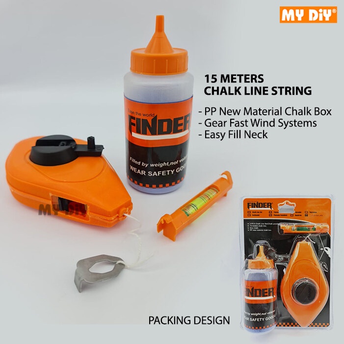 MYDIYHOMEDEPOT - FINDER CHALK LINE REEL SET CHALK LINE MARKER 15M CHALK ...