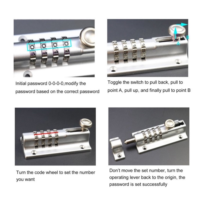 Sliding Combination Locking Bolt / 4 Digit Pin Dial Slide Bolt / Latch ...