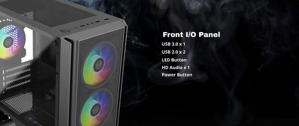 Invasion M-ATX M-Tower Casing with ARGB Fan - ZM-S/MGC-07 (Black/White ...