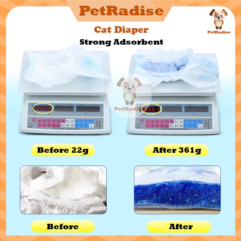 PETRADISE Cat Diaper Cat Diapers Cat Pamper Kucing Pet Diapers Cat Pee ...