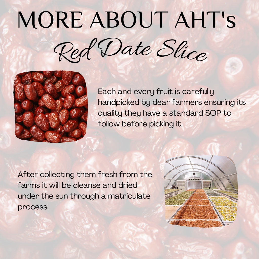 AHT Premium Seedless Red Date Slices 170g 安辉堂 优选新疆红枣干片 红枣圈 无核红枣片 花茶 养生 ...