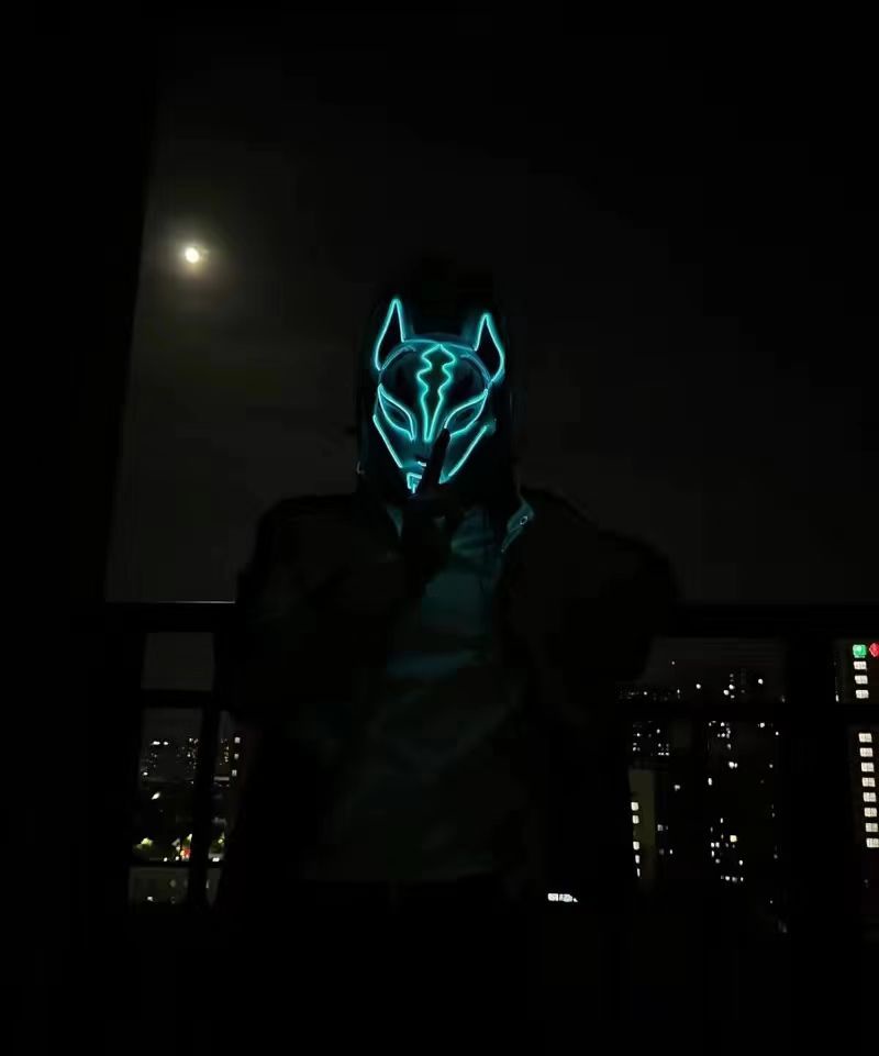 Fox Mask Light Up Drift Masks Wolf LED Colour Cosplay Glowing ...