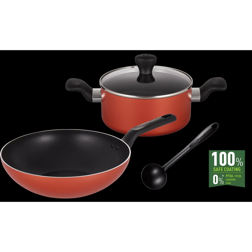 MAXEKO 🕊 B507S4 Tefal Fresh Start 4pcs Set (Stewpot 20+Wokpan 28+ Ladle ...