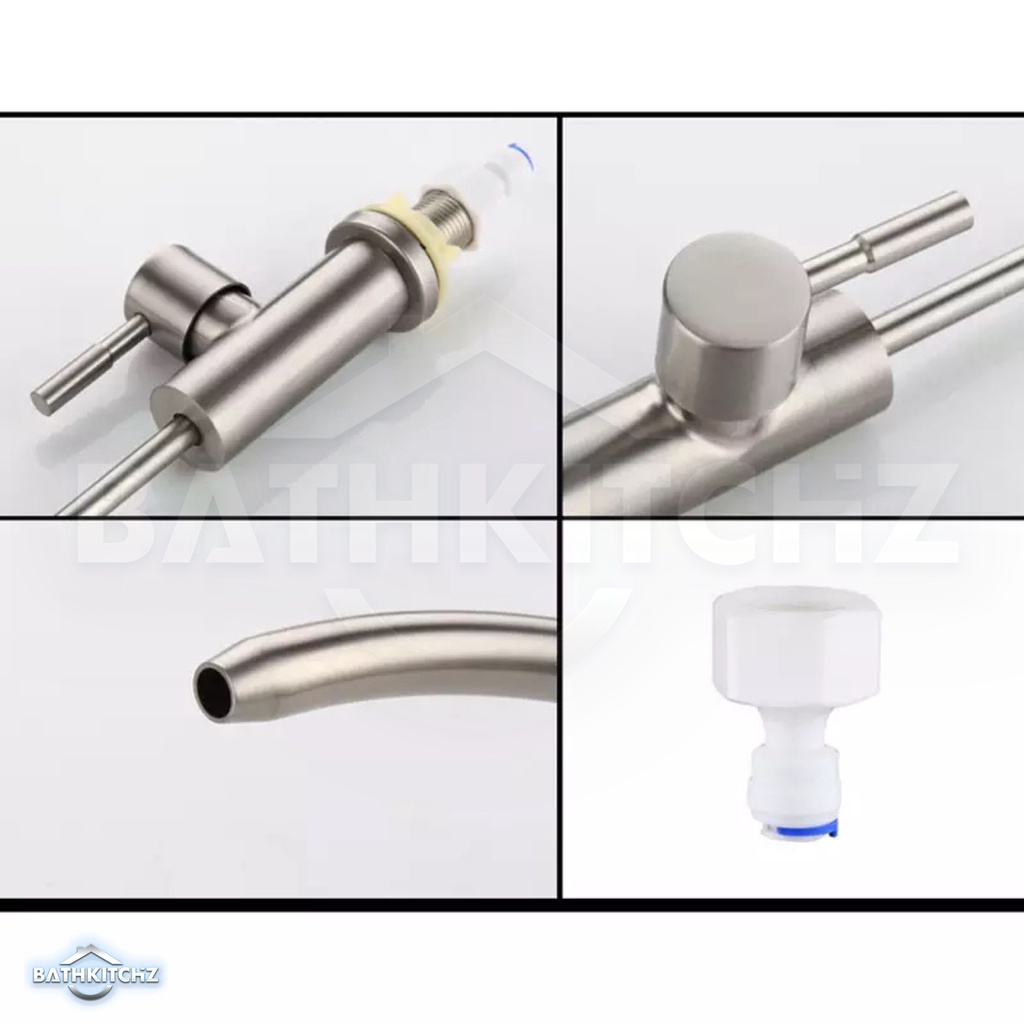 BATHKITCHZ Silver/Black 1/4'' SUS 304 Water Filter Faucet Tap RO ...