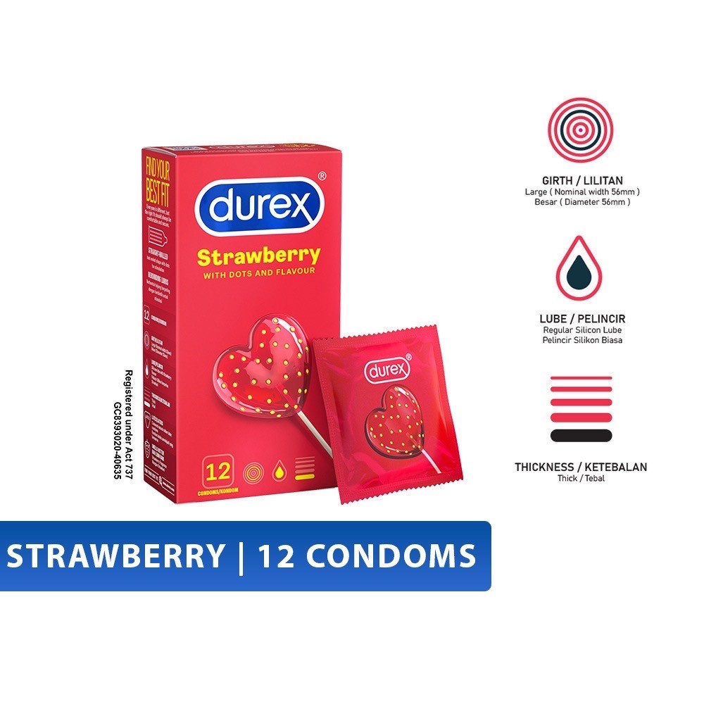 Durex Condom Range 12 pieces (Strawberry/Love/Together/Comfort XL/Extra Safe/Invisible ...