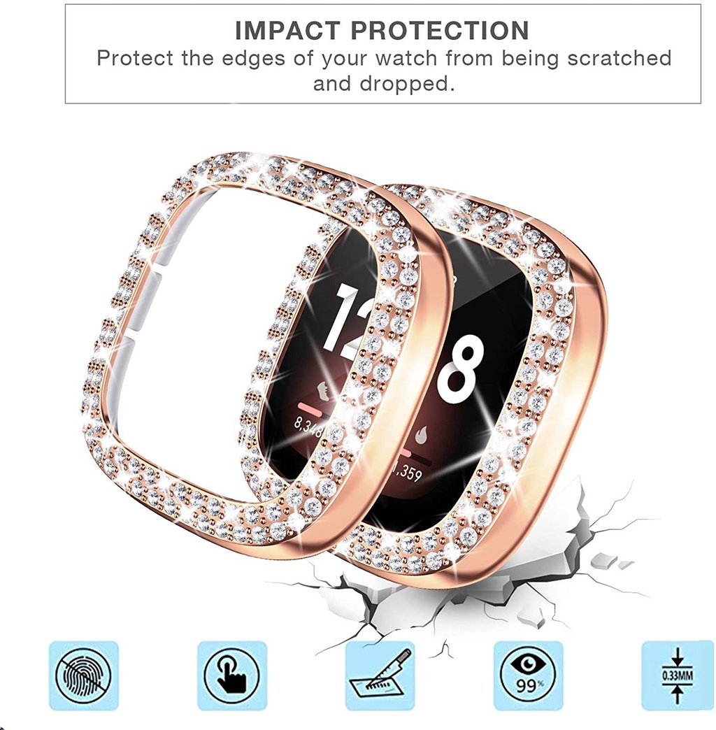 Bling Diamond PC Hard Case For Fitbit Versa 4 Case Fitbit Sense 2 Case ...