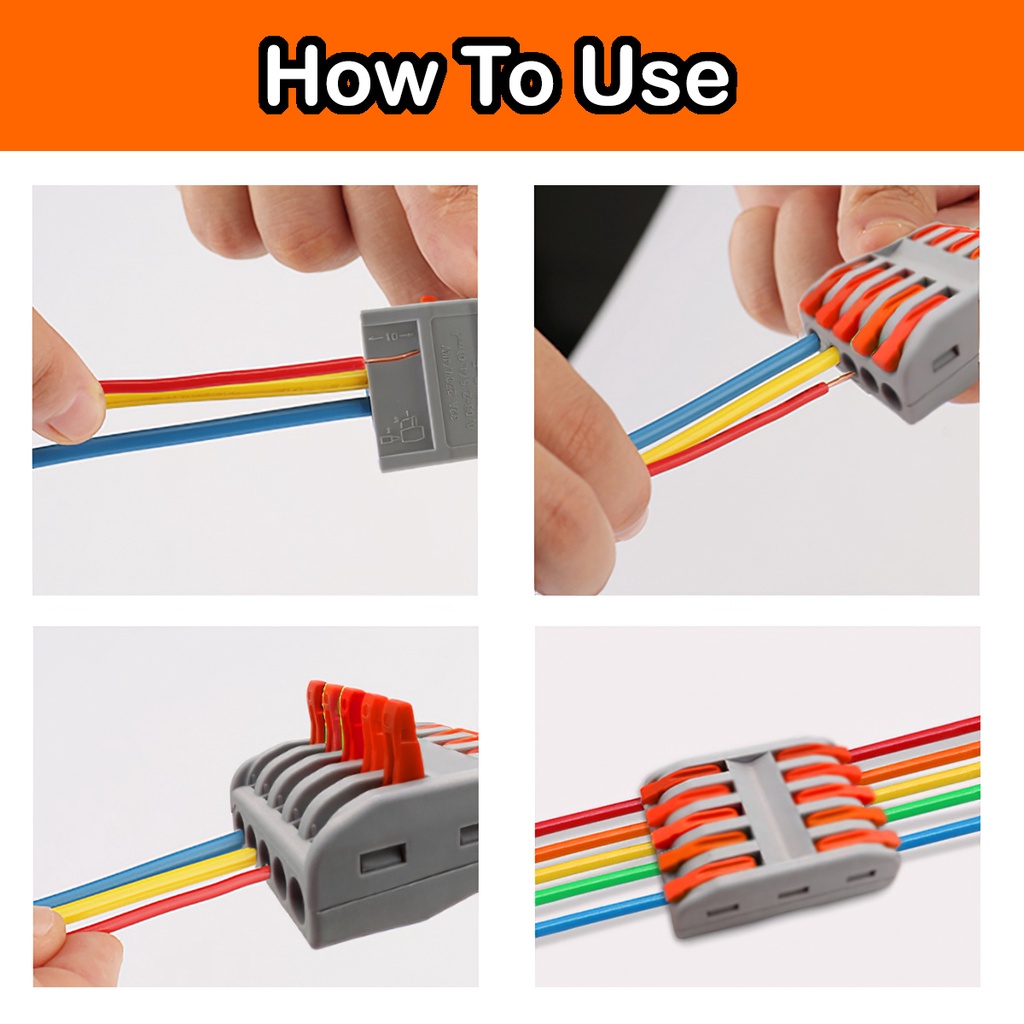 SPL4 Fast Wire Connector 4 IN 4 OUT SPL4 PCT2-4 Reusable Terminal Block ...