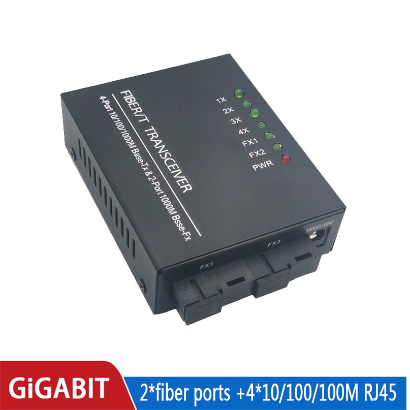 Fiber switch 4 RJ45 UTP 2 SC fiber Gigabit Fiber Optical Media ...