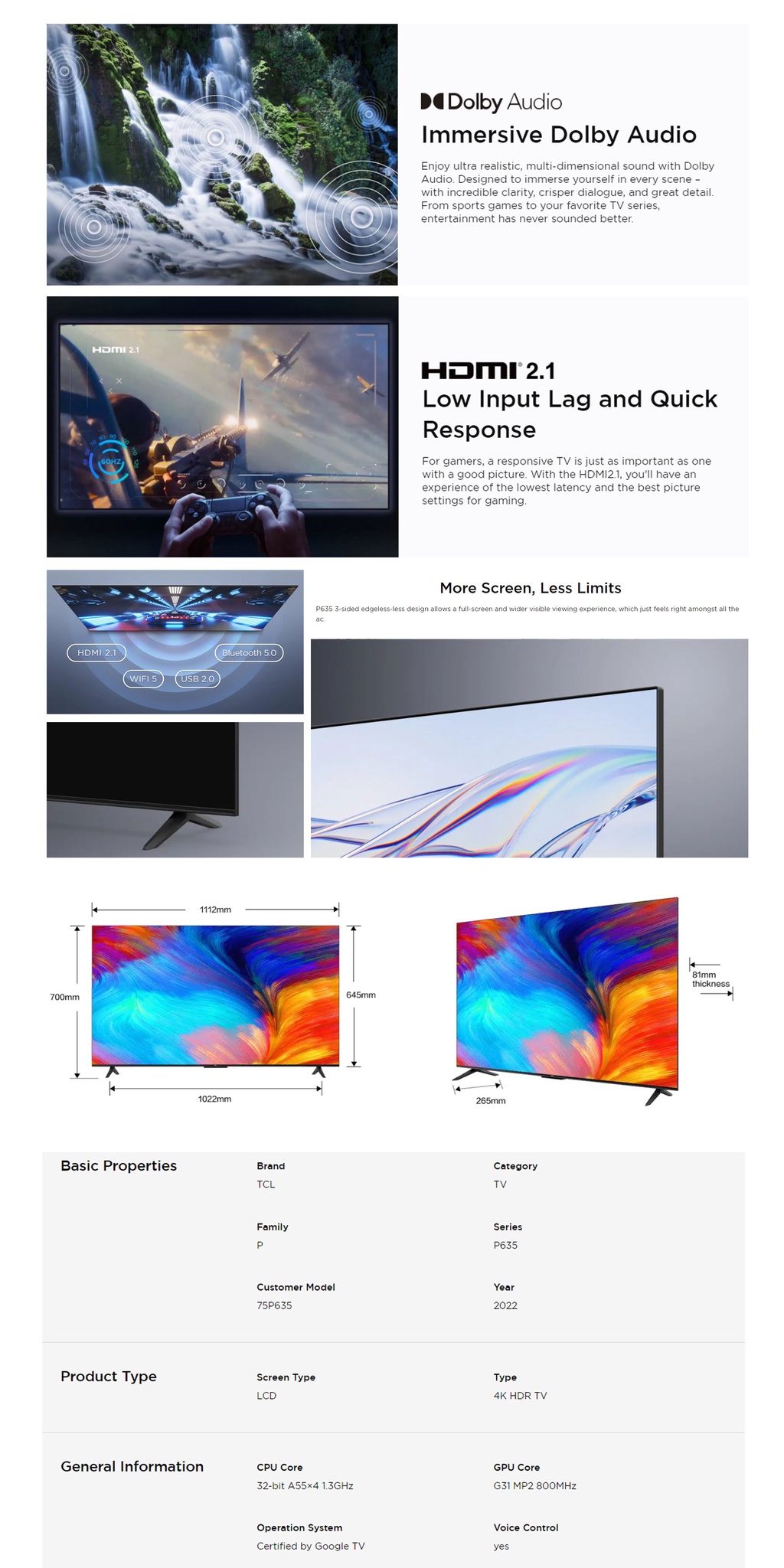 TCL 50 Inch 4K UHD HDR Google TV 50P635 | Shopee Malaysia