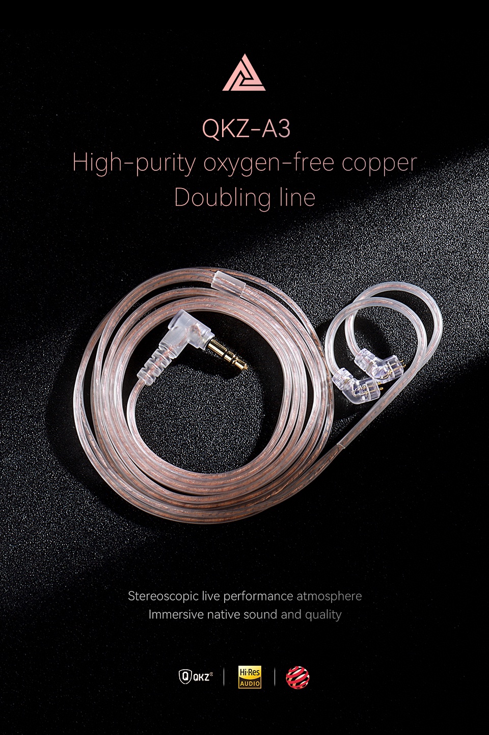 QKZ A3 OFC Wire Control 3.5mm Earphone Upgrade Cable for QKZ HBB ZXT ...