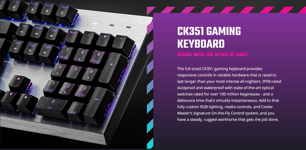 Cooler Master CK350 Outemu / CK351 Optical Mechanical Keyboard - Blue ...
