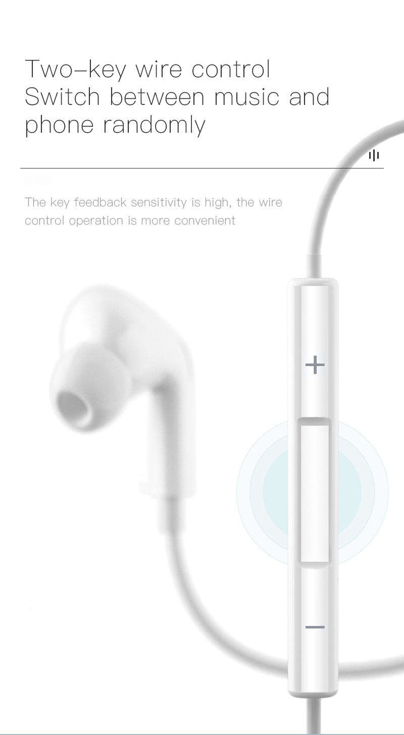 KUULAA New Third Generation Wired Headset In ear Flat Wire Earplugs ...