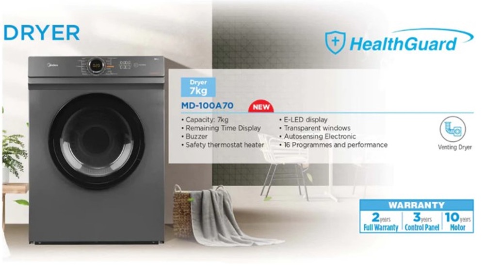【FREE SHIPPING】 Midea Clothes Dryer 7KG MD-7388/Haier HDV70A1/Faraday ...